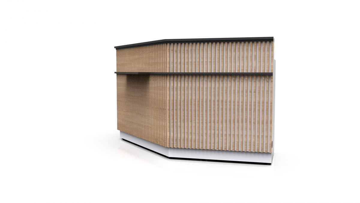 Checkout Counter with Front Shelf, Quadrant | Voll Global