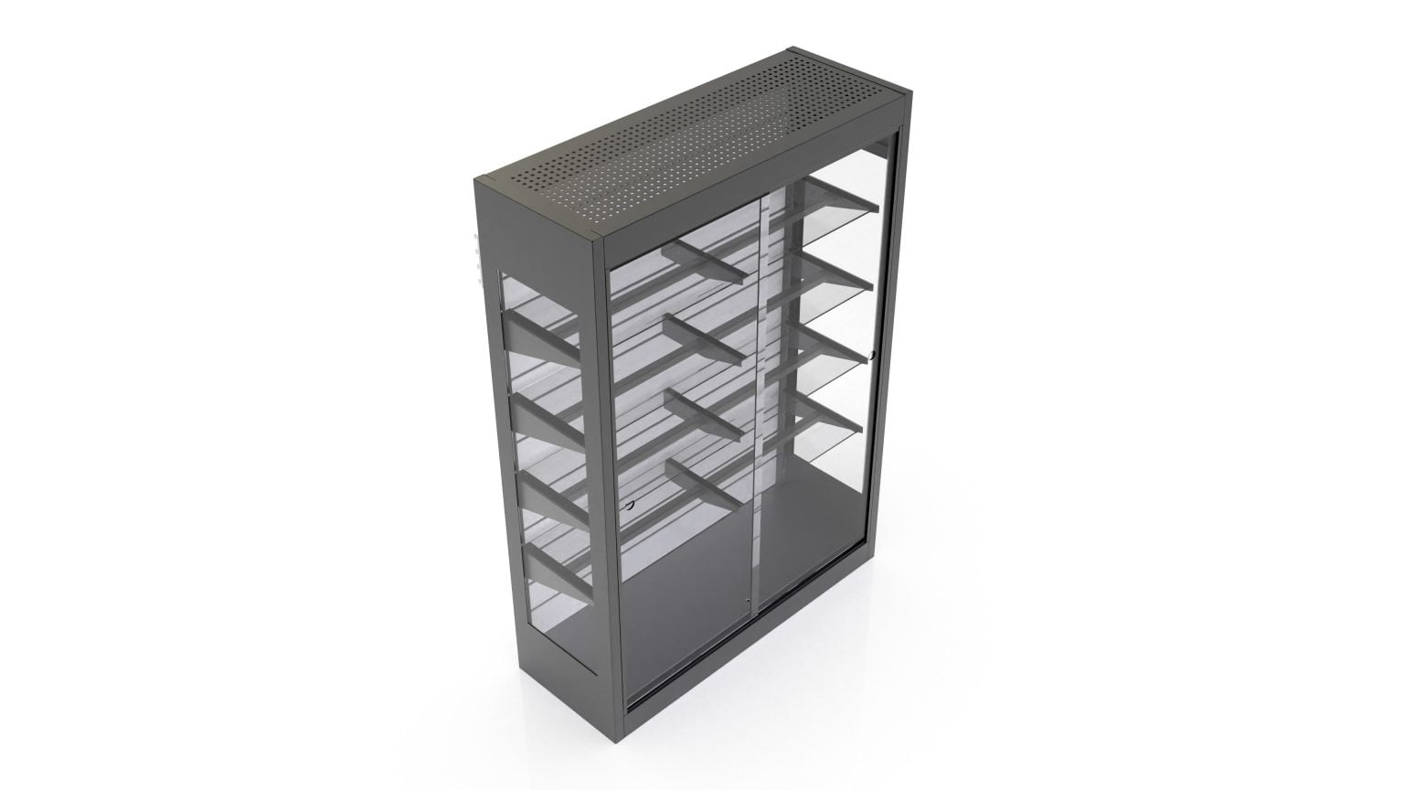 Showcase Stand with Glass Shelves, Socket Panel, H1900 L1330 P500 ...